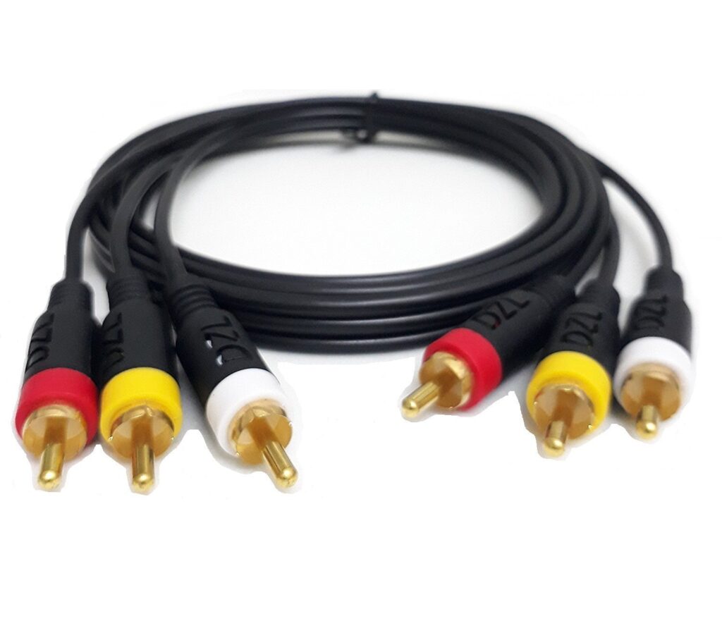 3RCA Male to 3 RCA Male Composite Audio Video AV Cable Line (1.5 Meter ...