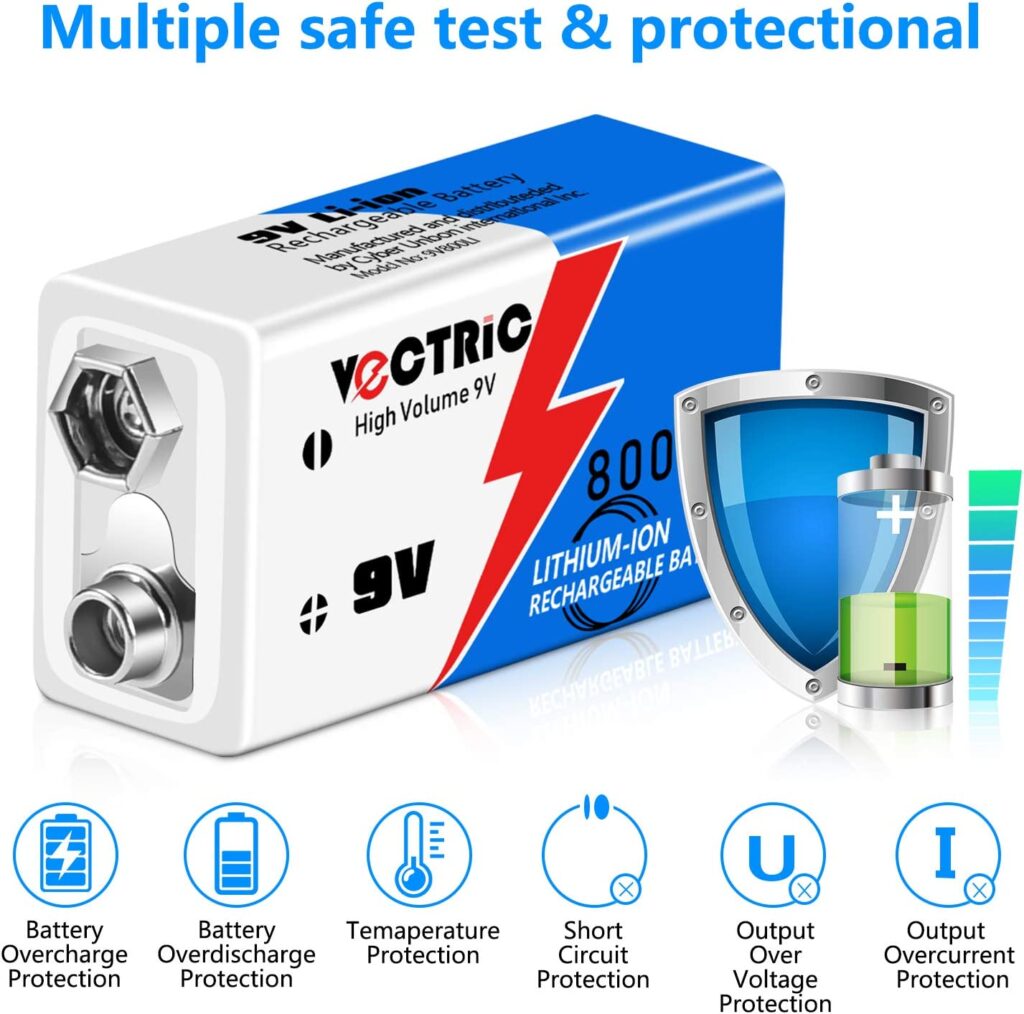 9V Rechargeable Li-ion Batteries 800mAh 9 Volt Lithium-ion – C.B ...