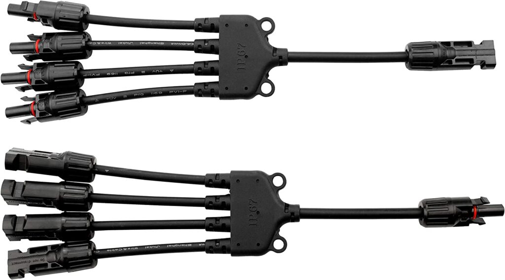 Solar Panel Connector Y Branch Solar Connector 1 to 4, 10 AWG Solar ...