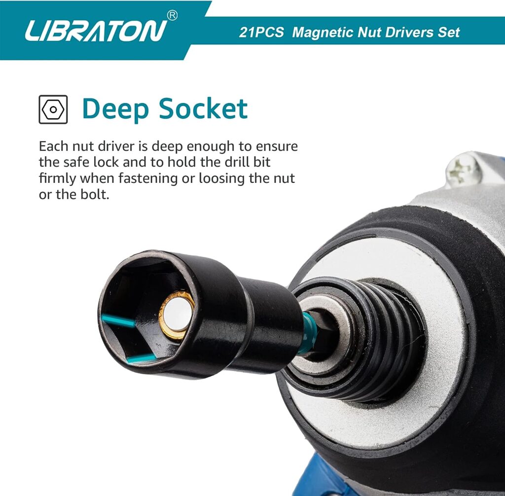 Libraton Magnetic Impact Drill Driver Bit Set 1/4″, Metric and SAE Nut ...