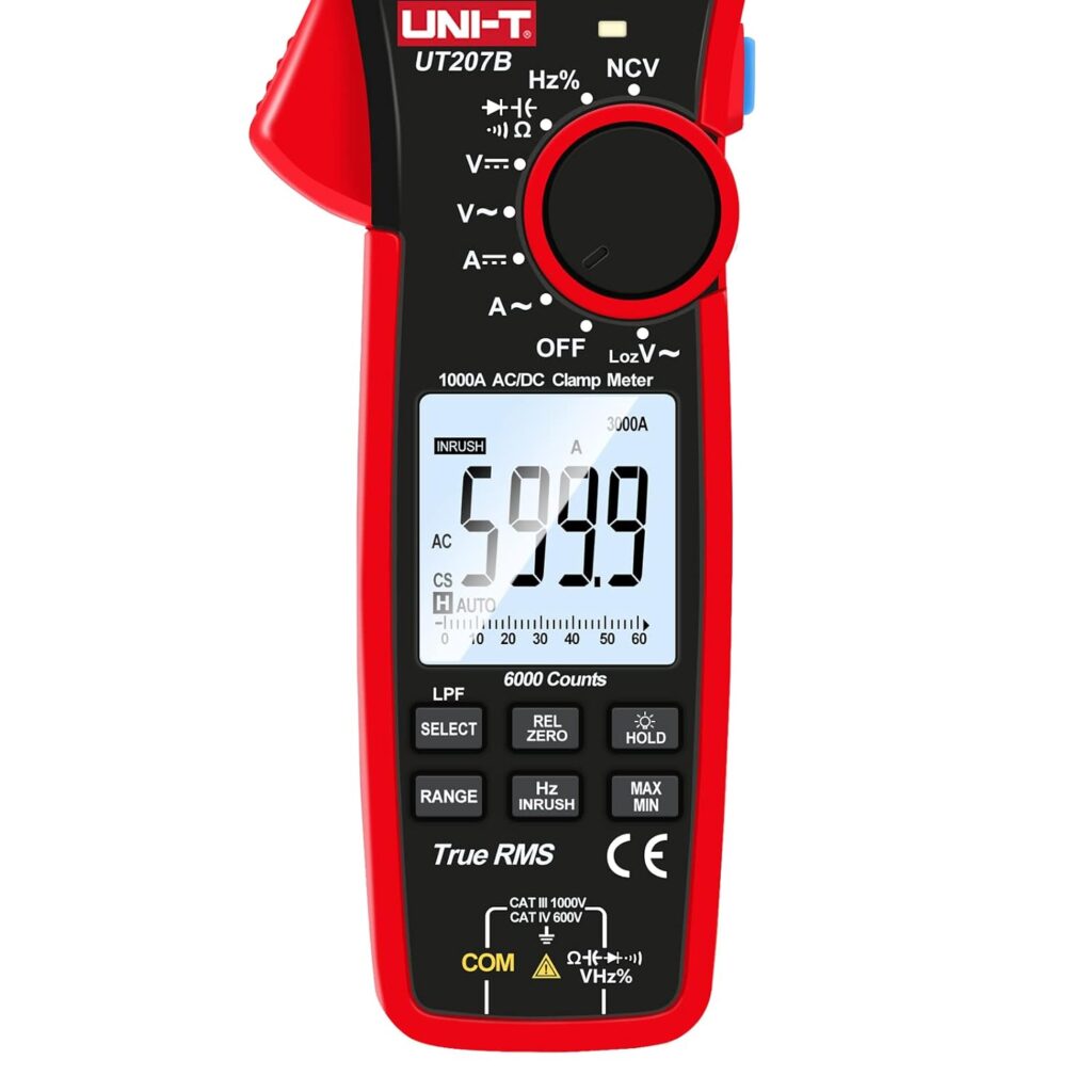 UNI-T Digital Clamp Meter UT207B Inrush Current AC/DC 1000A True RMS ...