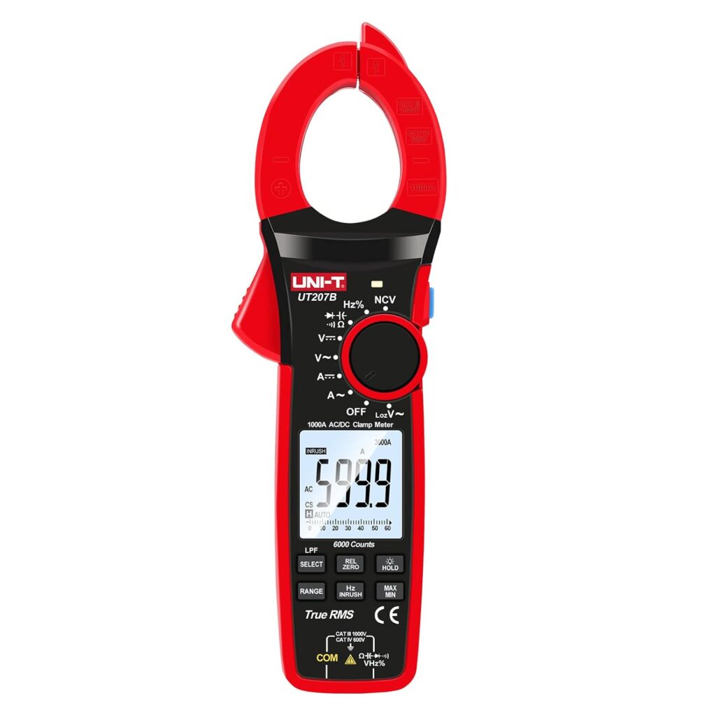 UNI-T Digital Clamp Meter UT207B Inrush Current AC/DC 1000A True RMS ...